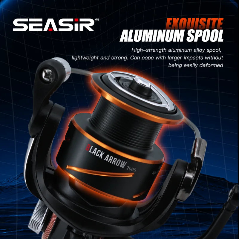 Seasir Black Arrow Spinning Reel 5+1BB 5.2:1 Ratio Max Drag 8-13Kg ...